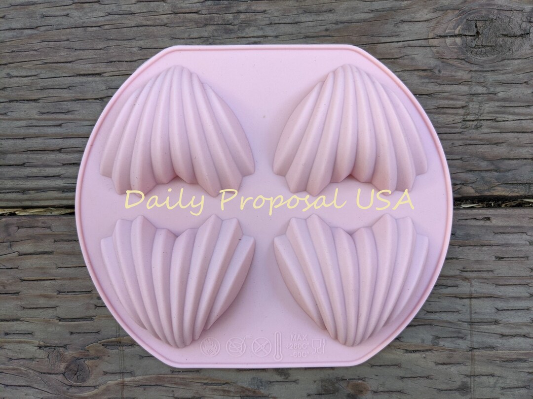 4 Large Madeleine Seashell Silicone Mold Pastry Chocolate Candy Gelatin ...