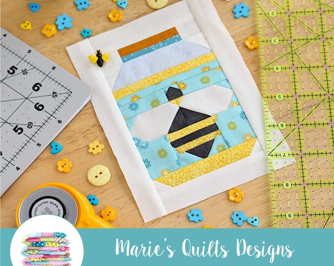 Honey Bee PDF Digital Quilt Block Pattern, 2 Size Blocks - Etsy