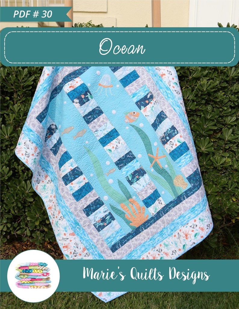 Sea Ocean Scrap Applique Baby Toddler Quilt Pattern PDF Digital, Block ...