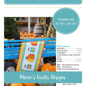 Pumpkin Table Runner Pattern PDF Digital, Fall Block Quilt , Easy ...
