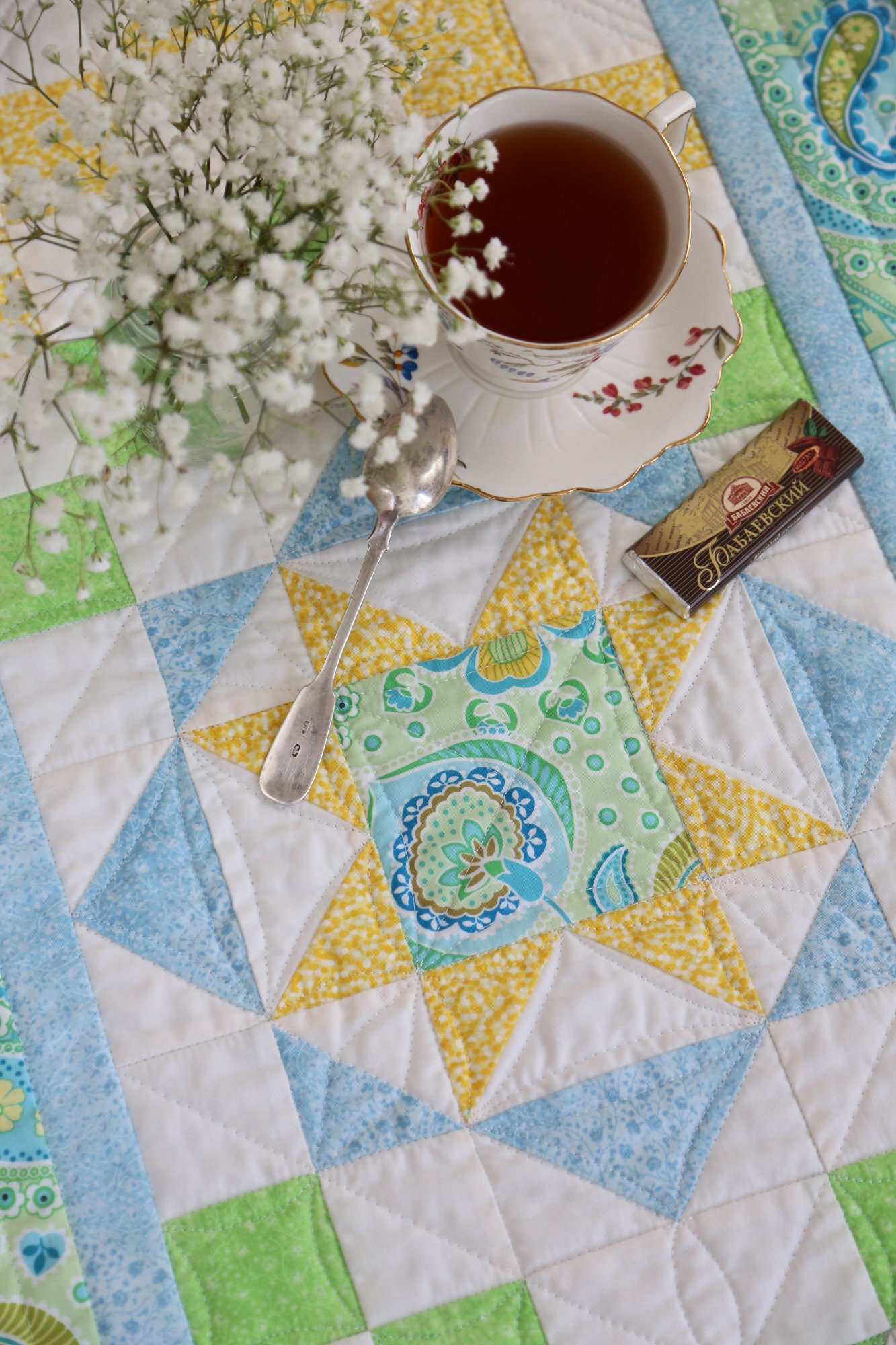 Summer Easy Table Runner Pattern PDF Digital, Star Block Quilt, Table ...