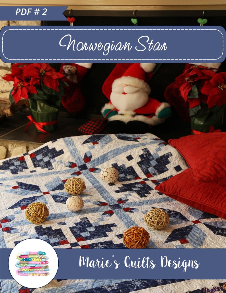 PDF Christmas Queen Quilt Pattern, Digital, Blue, Star, Norwegian - Etsy