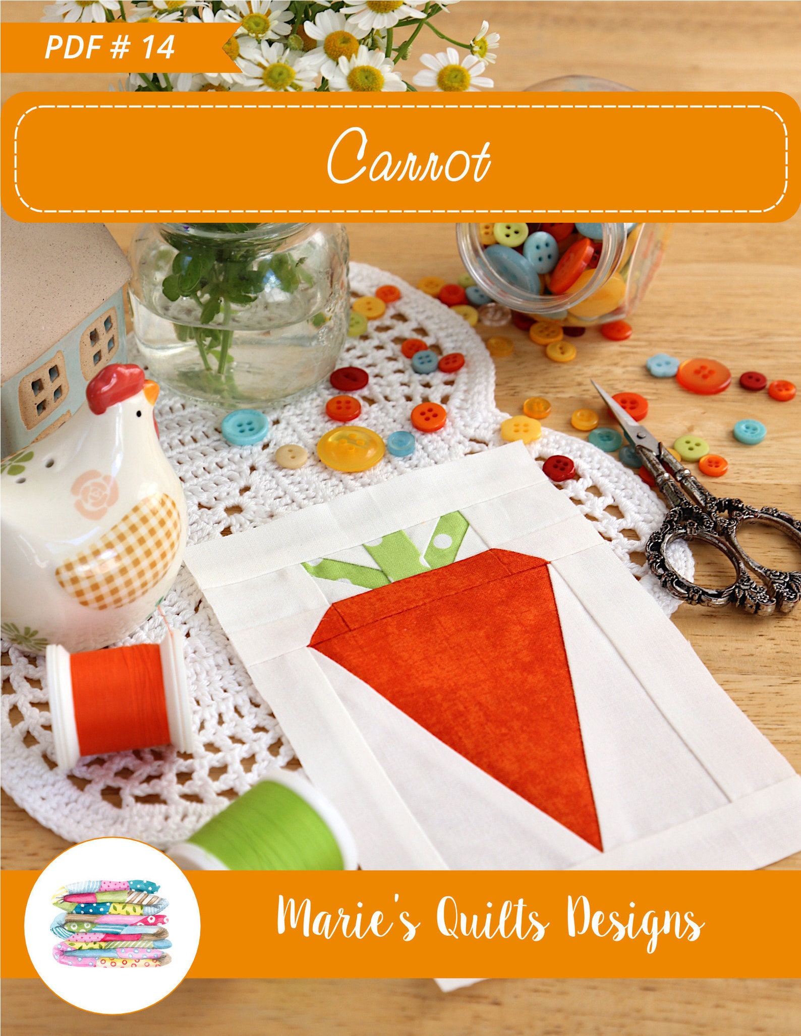 Carrot Easy Modern PDF Quilt Block Pattern, 2 Size Blocks Tutorial - Etsy