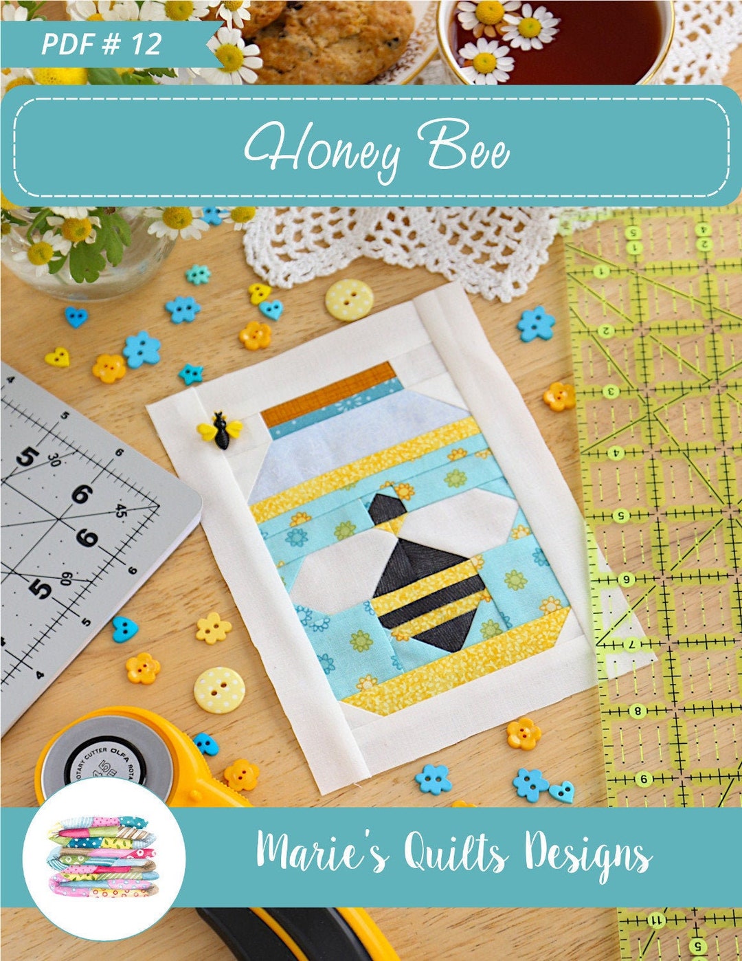 Honey Bee PDF Digital Quilt Block Pattern, 2 Size Blocks - Etsy