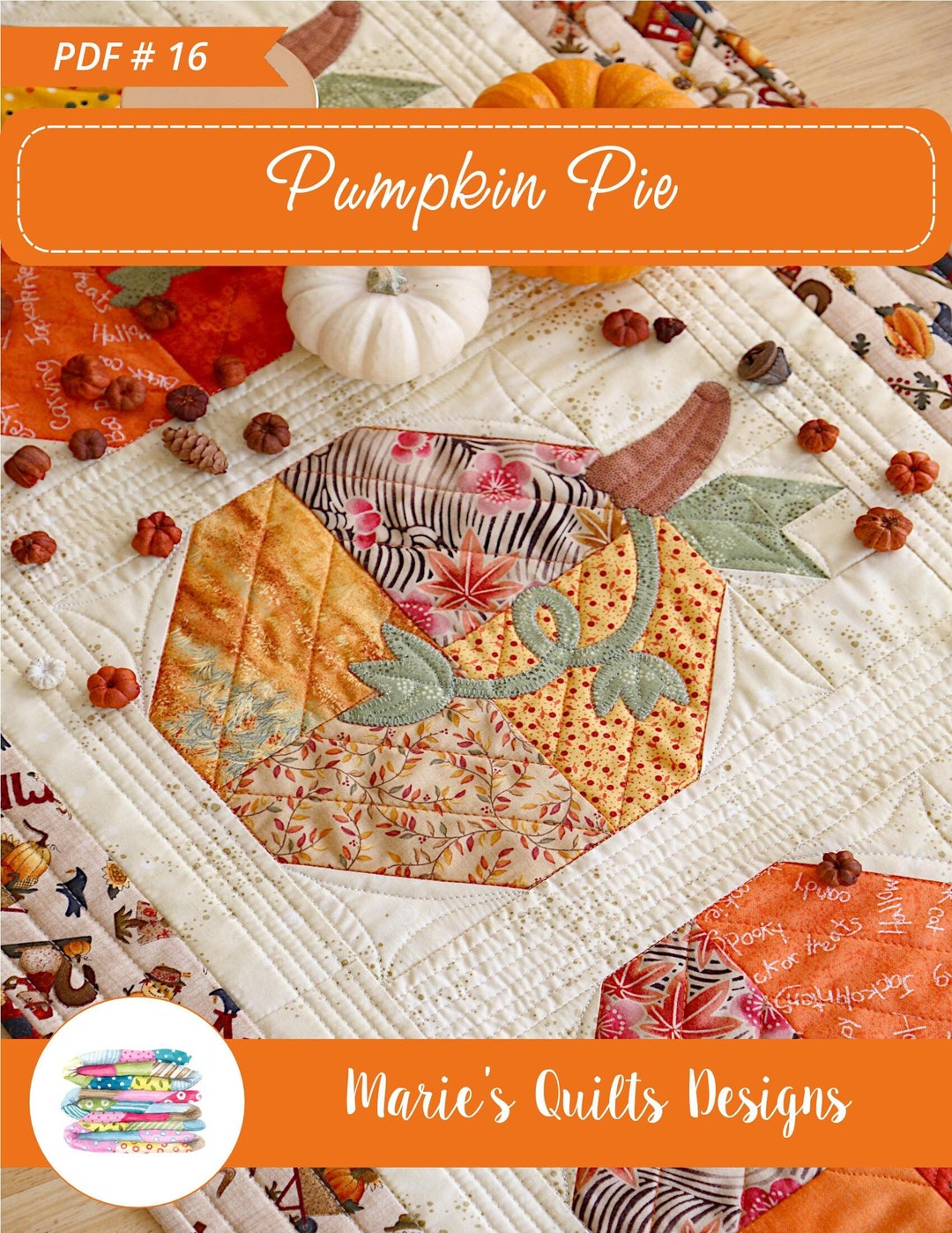 Pumpkin Quilt Table Runner Pattern, Thanksgiving Autumn Decor (PDF ...