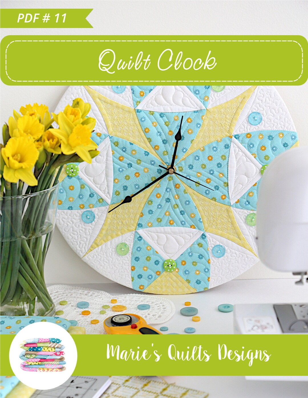 PDF Quilt Clock Pattern, Modern, Patchwork, Digital, Home Decor, Sewing ...