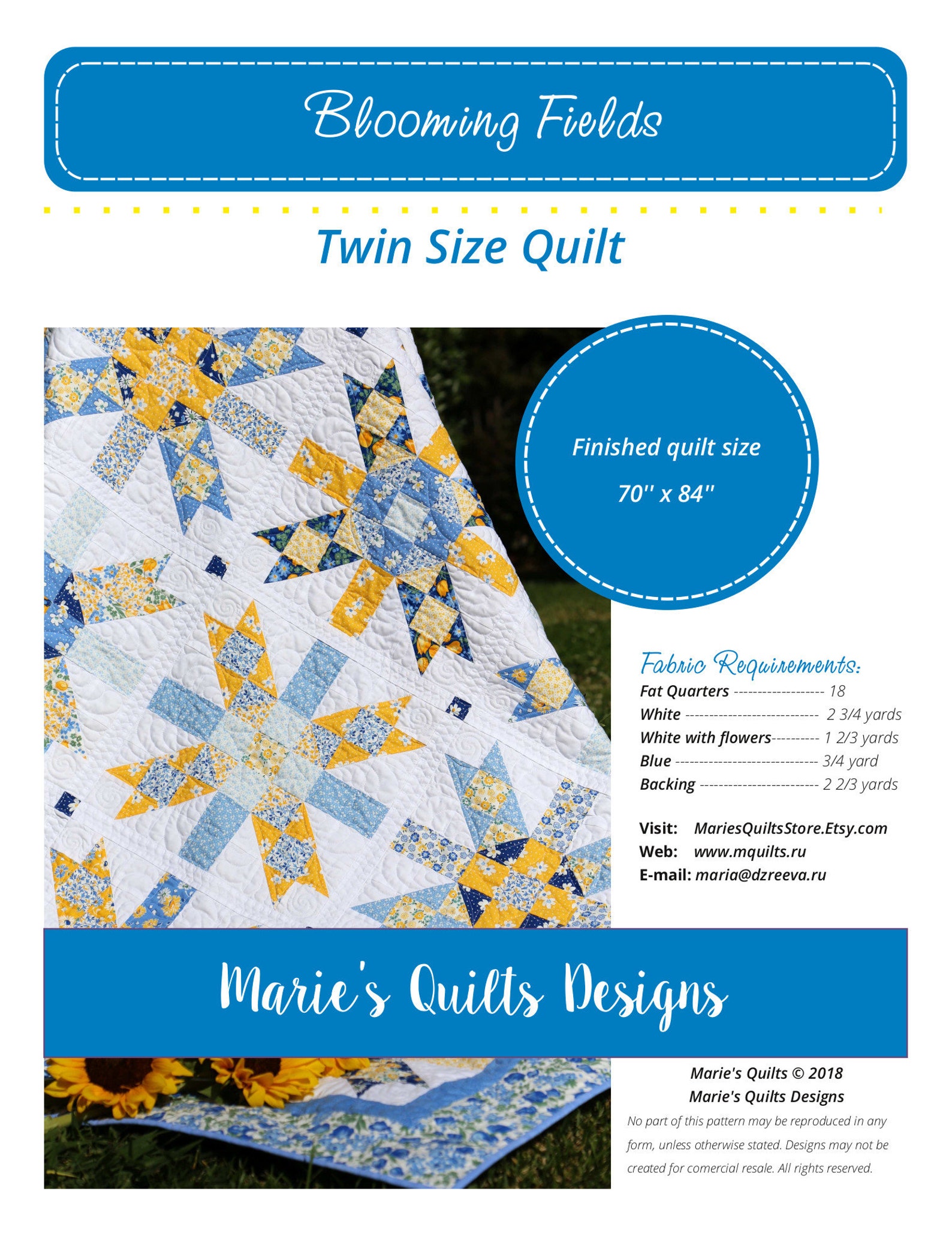 Modern Easy PDF Twin Quilt Pattern, Digital, Floral, Simple, Tutorial ...