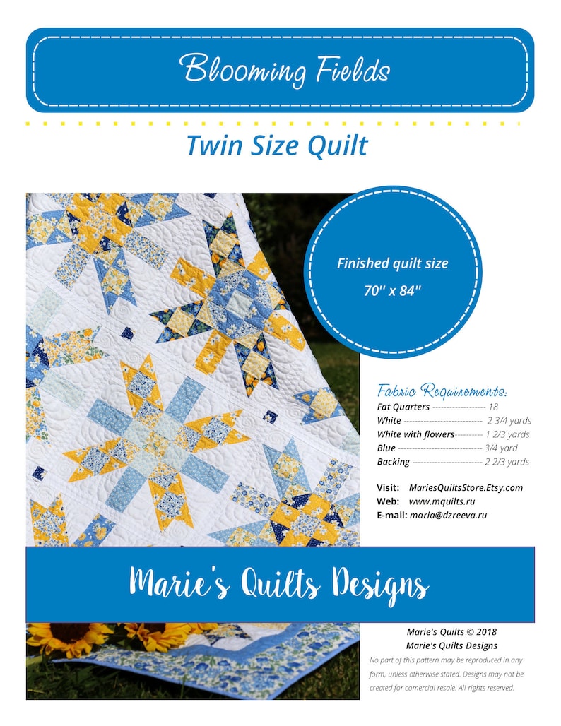 Modern Easy PDF Twin Quilt Pattern, Digital, Floral, Simple, Tutorial - Etsy