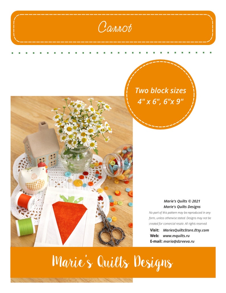 Carrot Easy Modern PDF Quilt Block Pattern, 2 Size Blocks Tutorial - Etsy