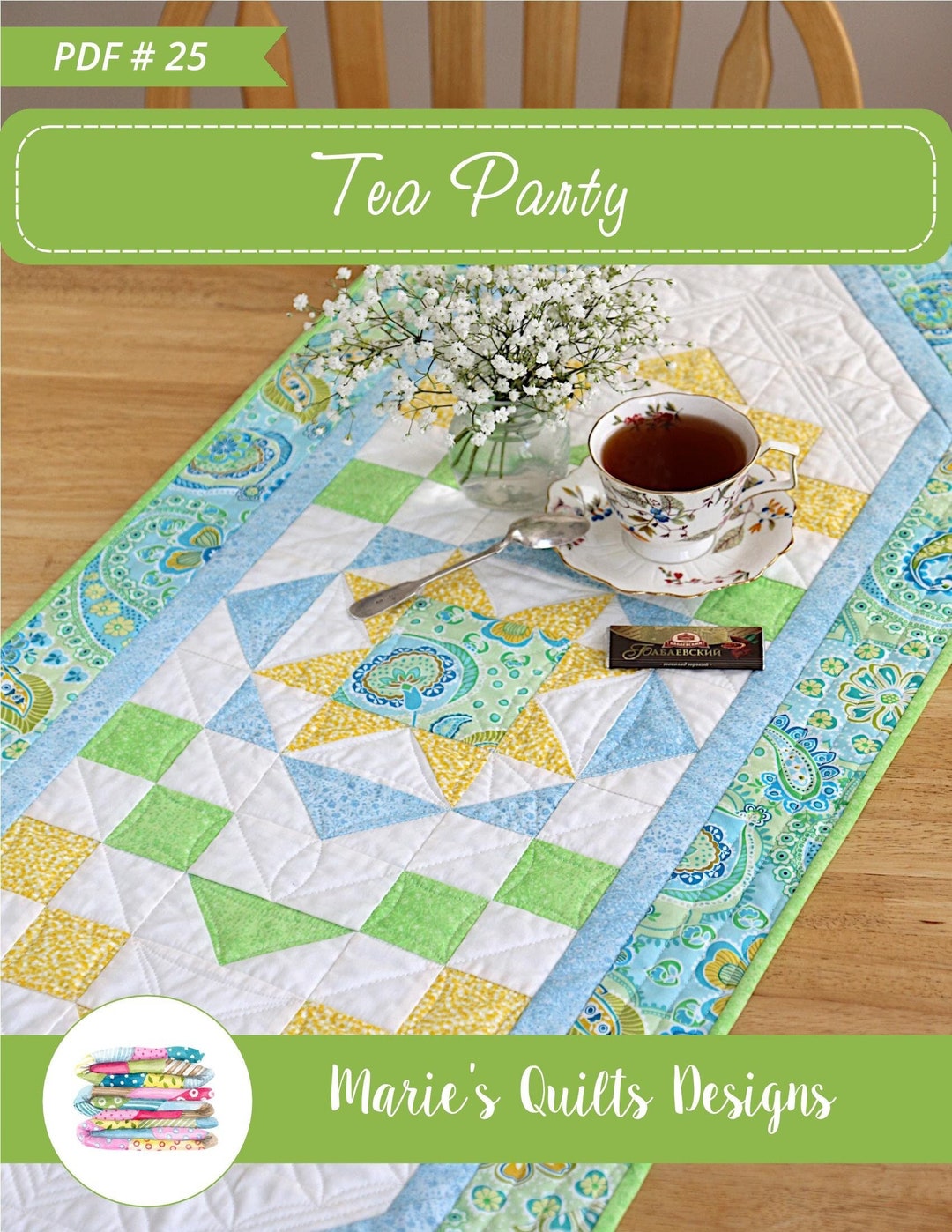 Summer Easy Table Runner Pattern PDF Digital, Star Block Quilt, Table ...