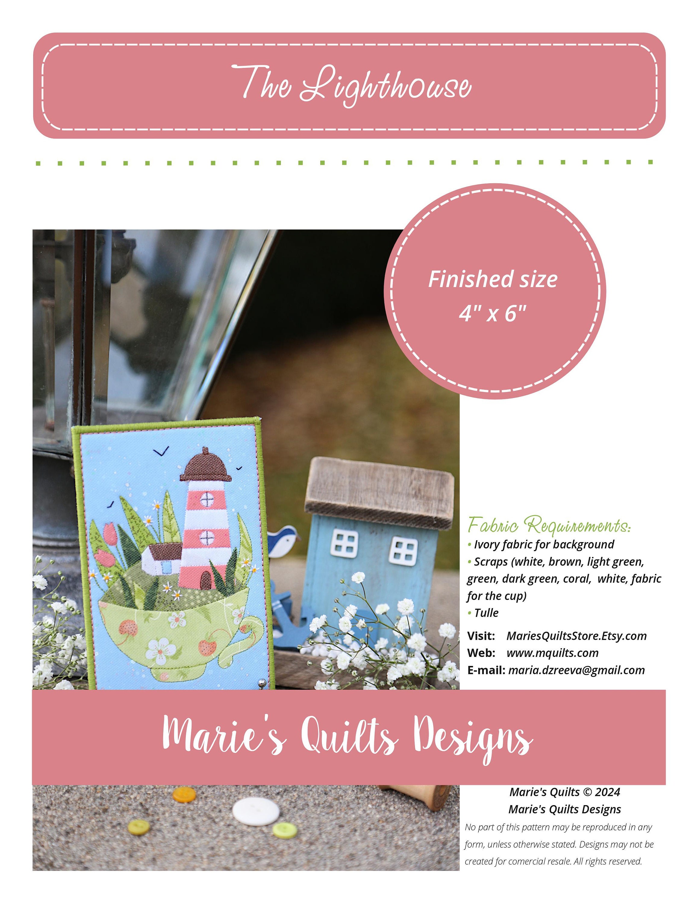 Fabric Postcard PDF Digital Quilt Block Applique Sewing Pattern ...