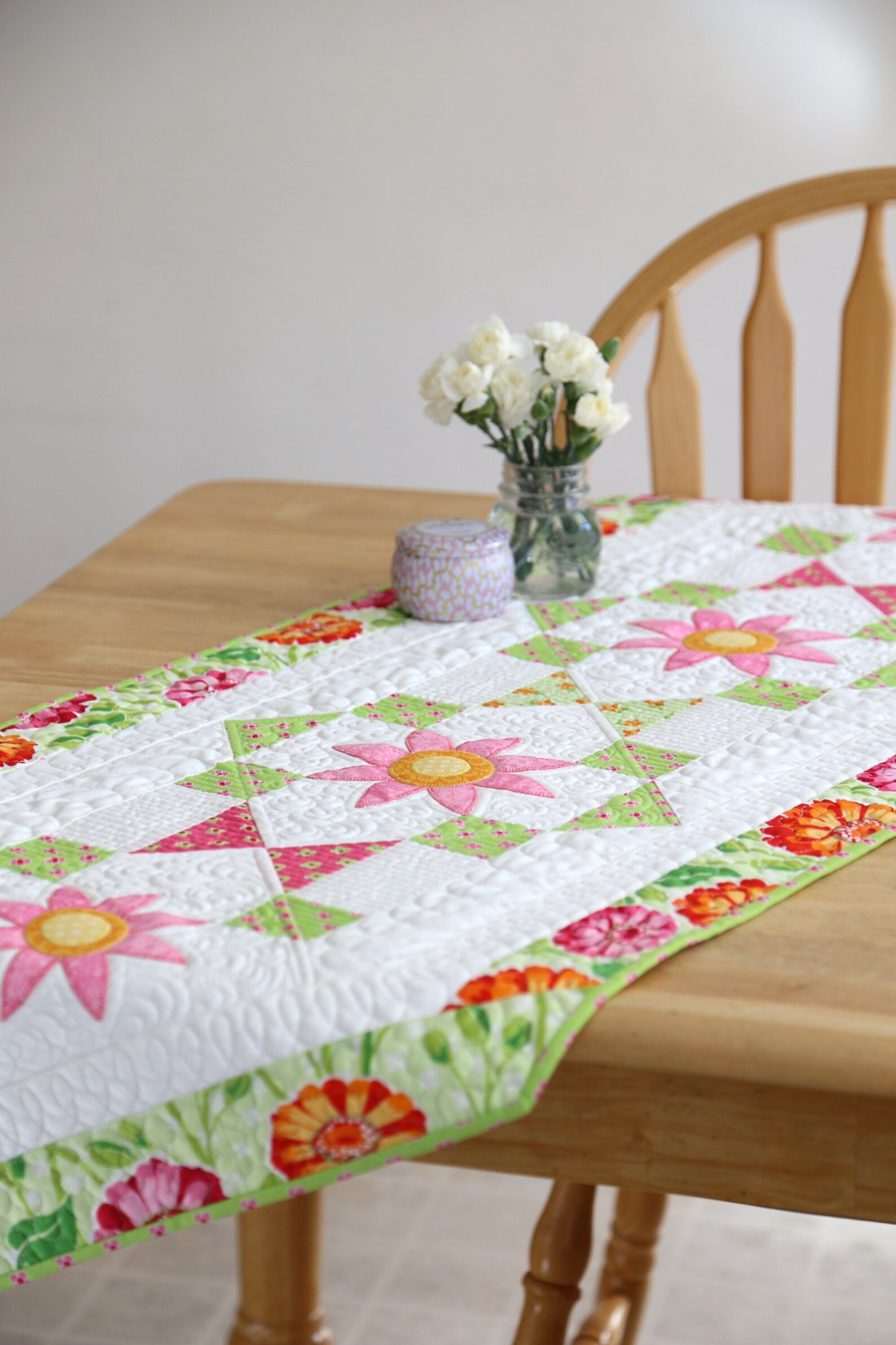 Spring Flower Applique Table Runner Pattern PDF Block Quilt - Etsy
