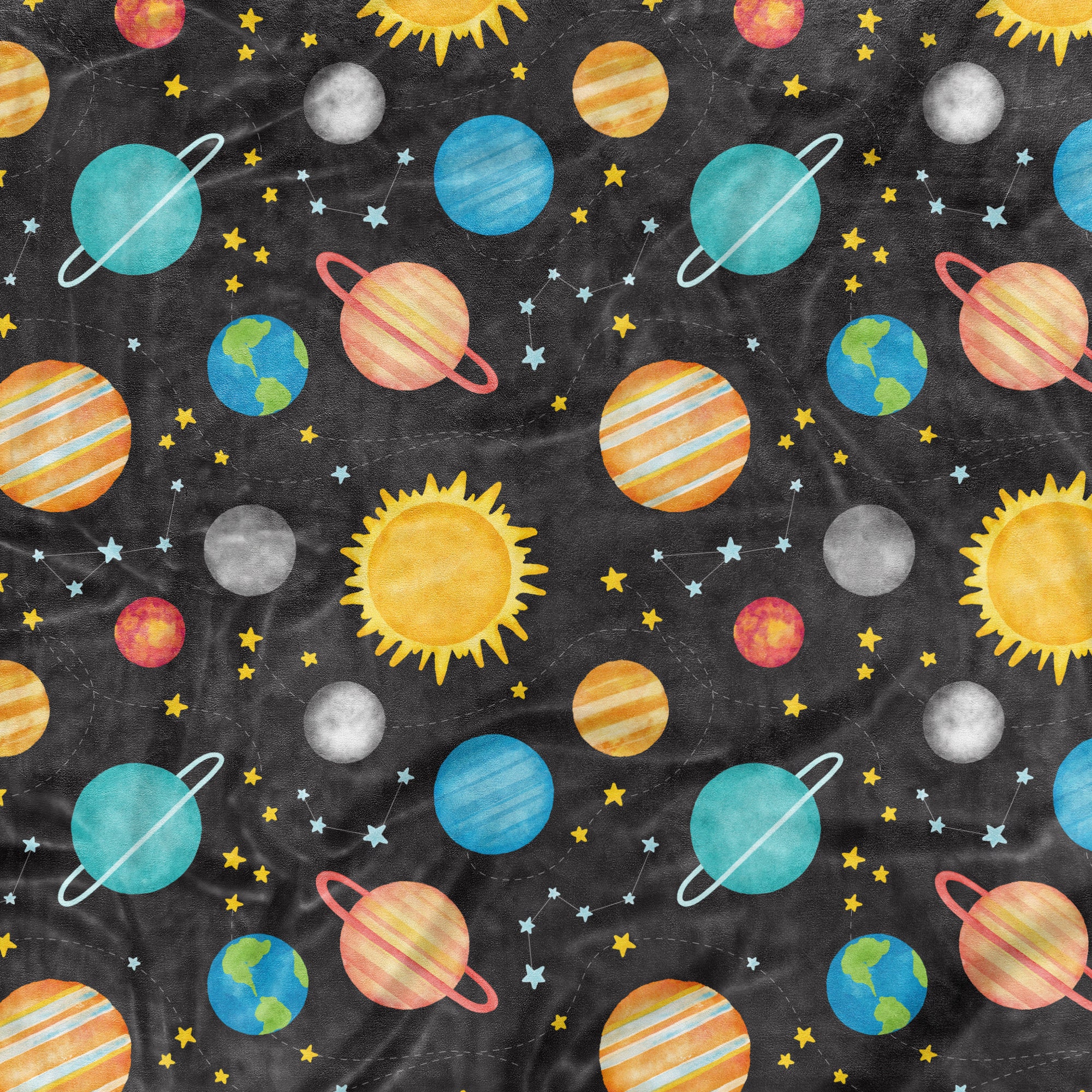 Solar System Fabric Black, Minky Fabric, Minky by the Yard, Minky ...
