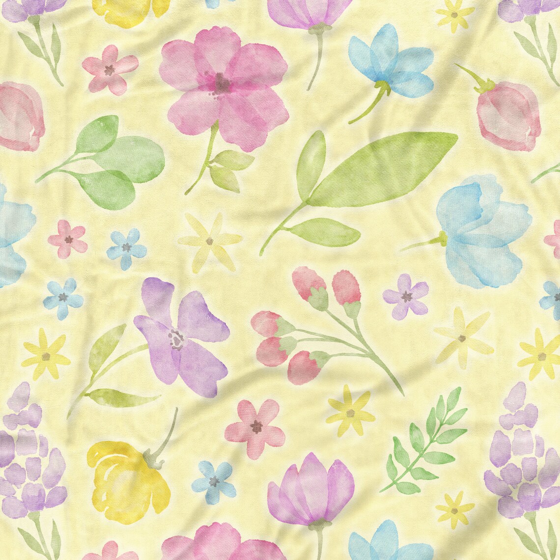 Happy Floral Fabric Yellow, Minky Fabric, Minky by the Yard, Minky ...