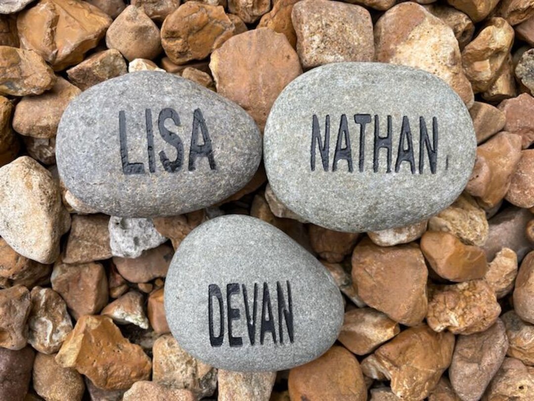 3 Custom Engraved Name Rocks: Sandblasted Garden Stones - Etsy