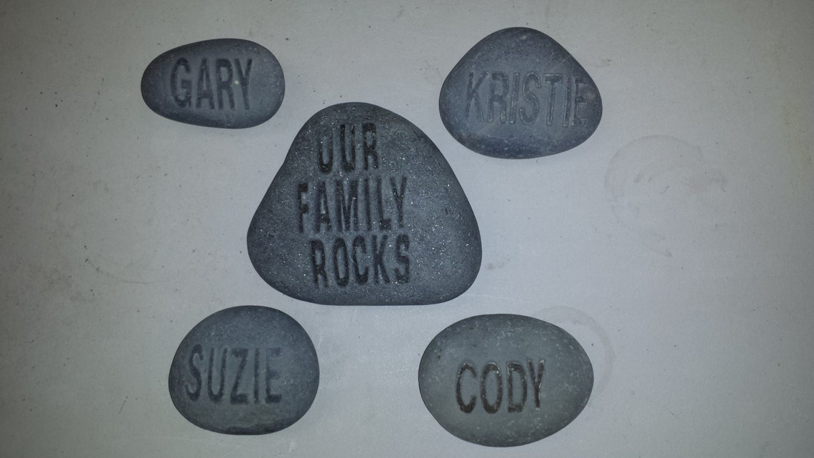 Our Family Rocks 4 Custom Name Rocks and 1 Our Family Rocks | Etsy