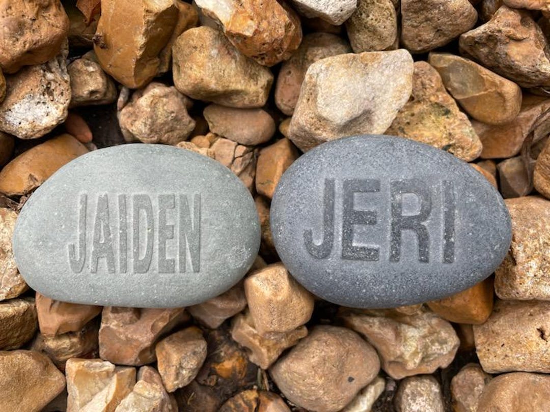Embossed Name Rocks: Custom Sandblasted Garden Stones (set of 2) - Etsy