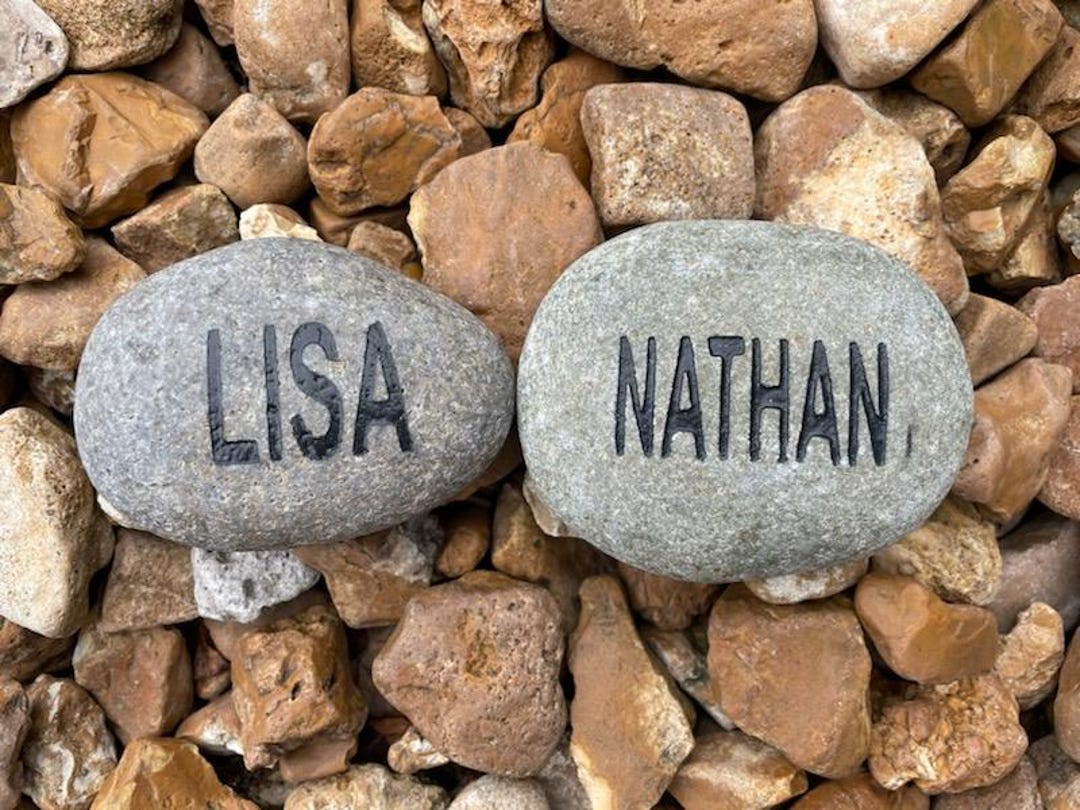 2 Custom Engraved Name Rocks: Sandblasted Garden Stones - Etsy