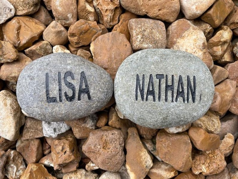 2 Custom Engraved Name Rocks: Sandblasted Garden Stones - Etsy