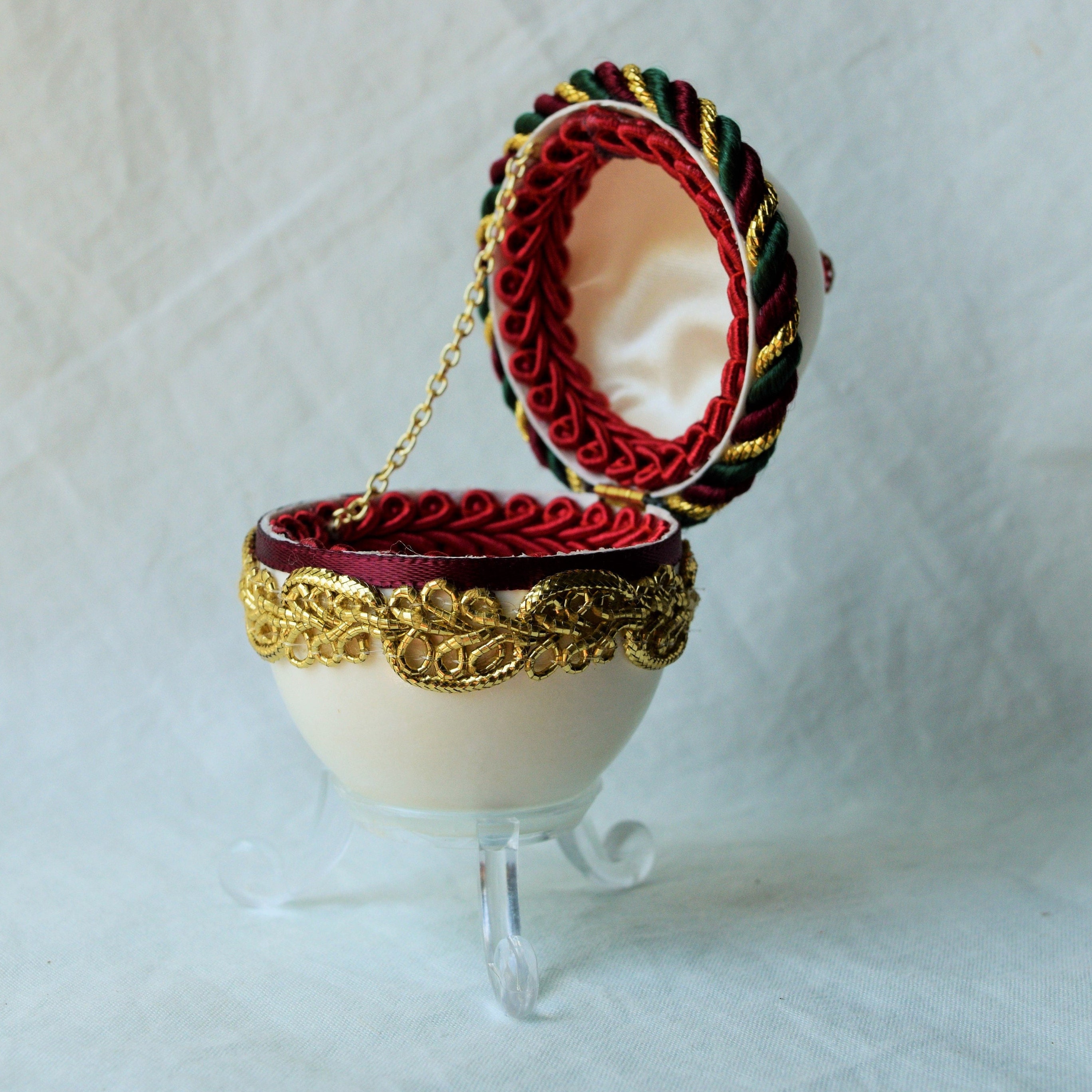 Fancy Duck Egg Box Hinged to Open Reminiscent of Faberge Eggs Ivory ...