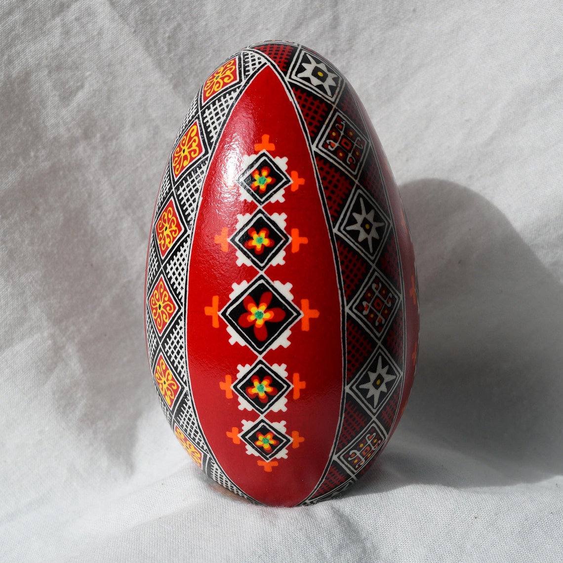 Goose Egg Pysanky-beautiful Bright Red-design of Flowers | Etsy