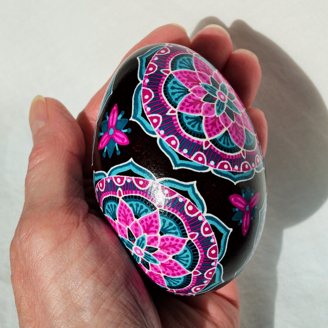 Goose Egg Pysanky-pisanki-gorgeous Colors Pink, Turquoise, Deep Purple ...