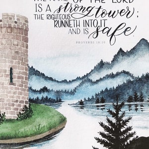 Proverbs 18:10 | the Name of the Lord is a Strong Tower | Watercolor ...