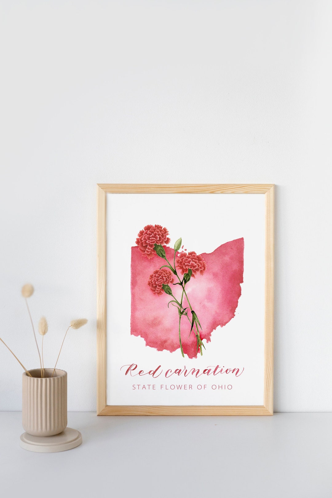 Ohio State Flower and Shape | Red Carnation Watercolor Painting and ...
