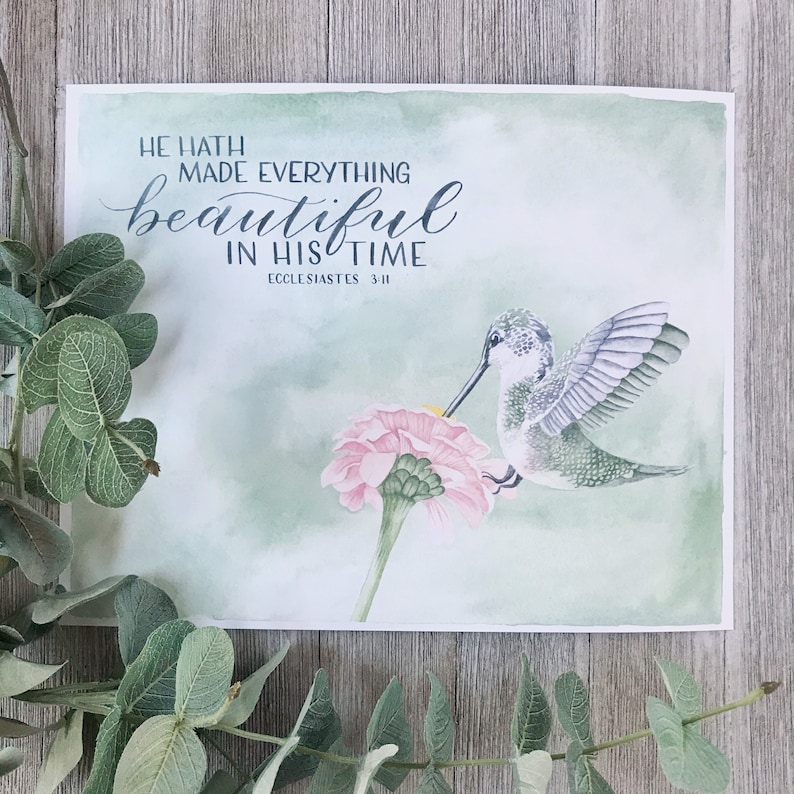 Hummingbird Watercolor Bible Verse Art Print Ecclesiastes - Etsy