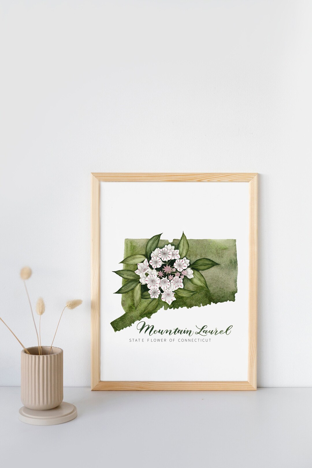 Connecticut State Flower Print | Mountain Laurel Watercolor Painting ...