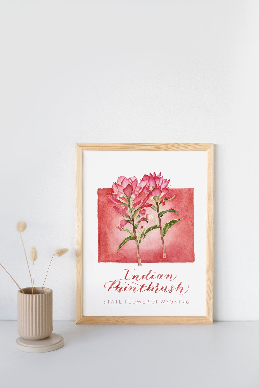 Wyoming State Flower and Shape | Indian Paintbrush Watercolor Painting ...