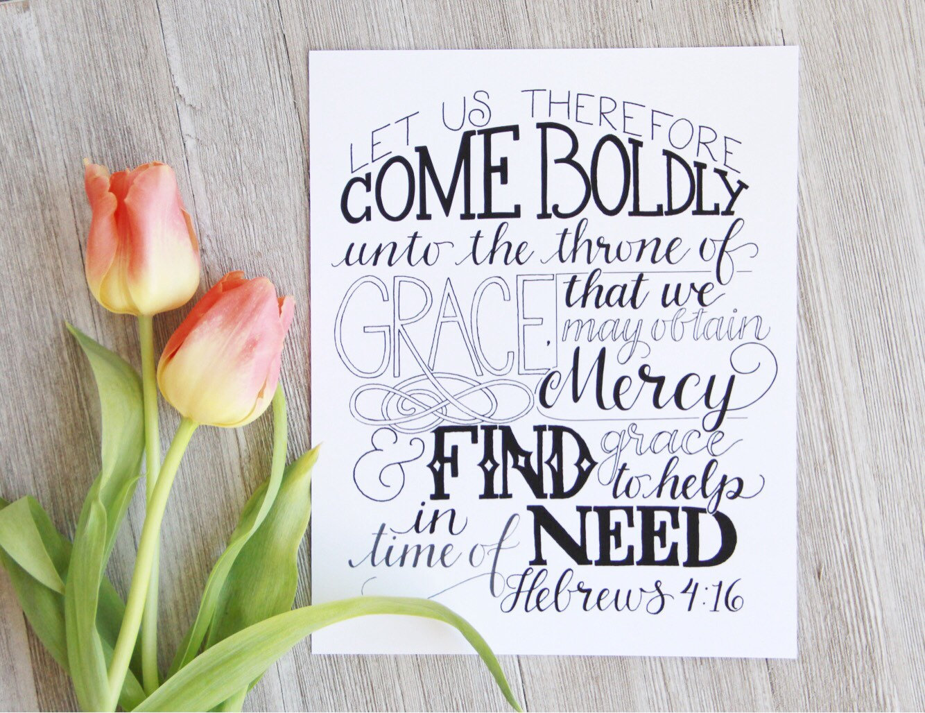 Come Boldly | Hand Lettered Scripture Fine Art Print | Christian ...