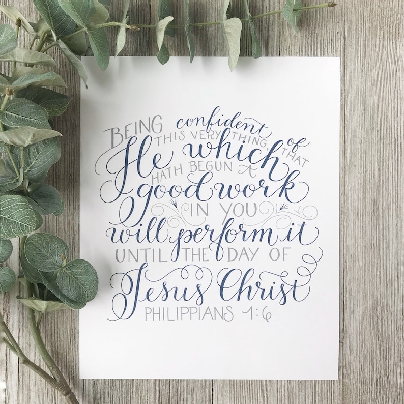 Philippians 1:6 Hand Lettered Christian Art Print Bible - Etsy