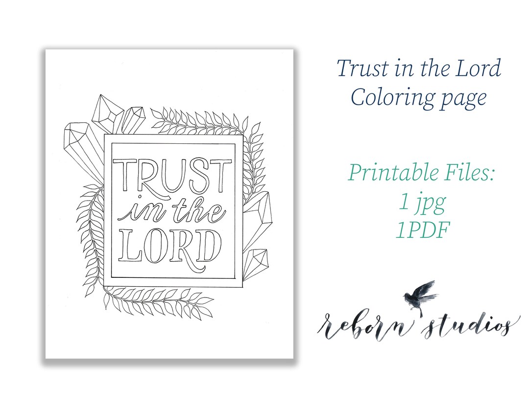 Coloring Page Printable Trust in the Lord Jewel and Vine Design - Etsy