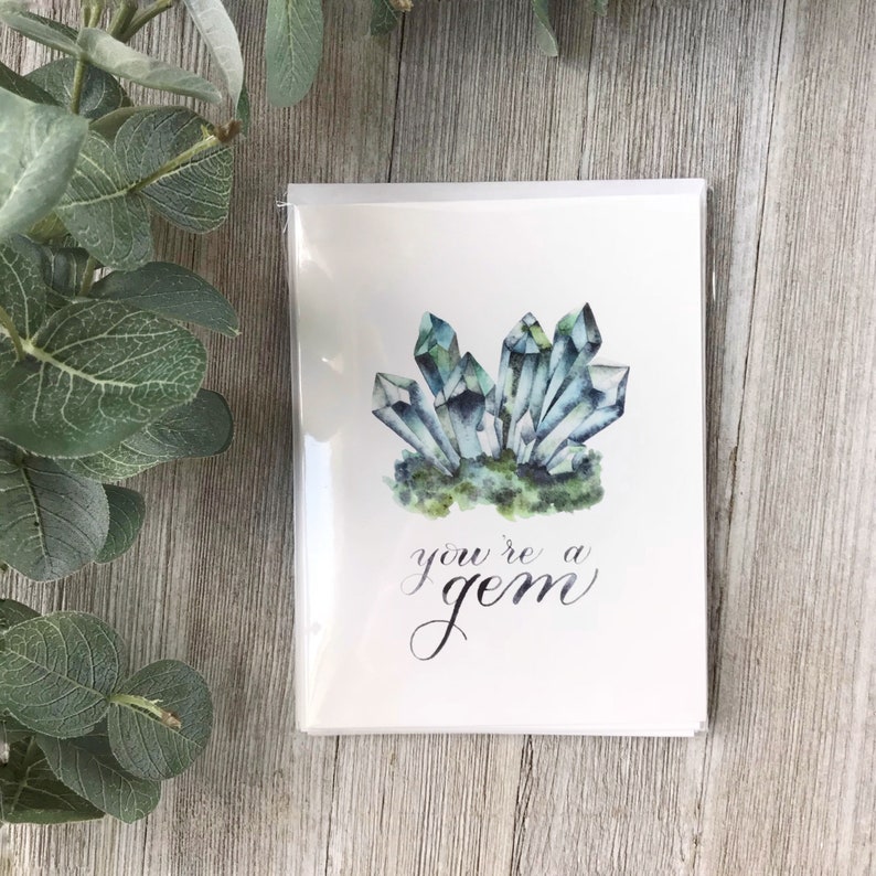 Set of 5 you're A Gem Greeting Cards Unique | Etsy