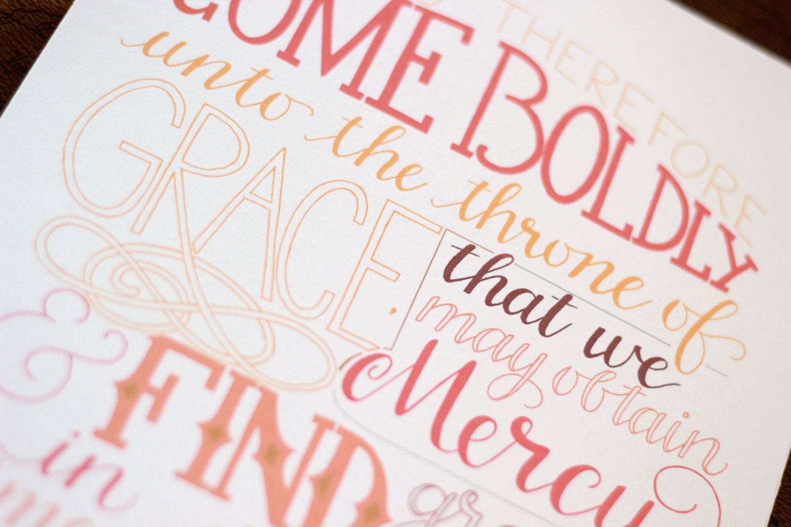 Come Boldly | Hand Lettered Scripture Fine Art Print | Christian ...