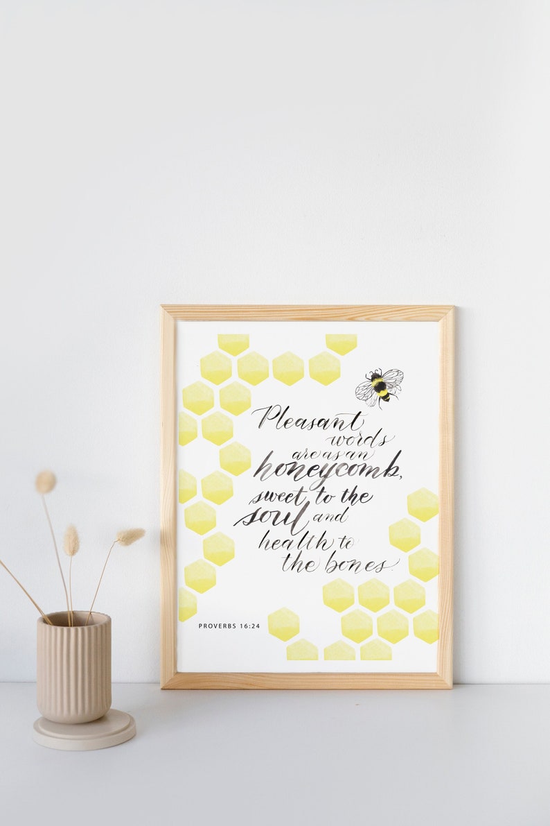 Gracious Words Are Like a Honeycomb | Proverbs 16:24 | Watercolor ...