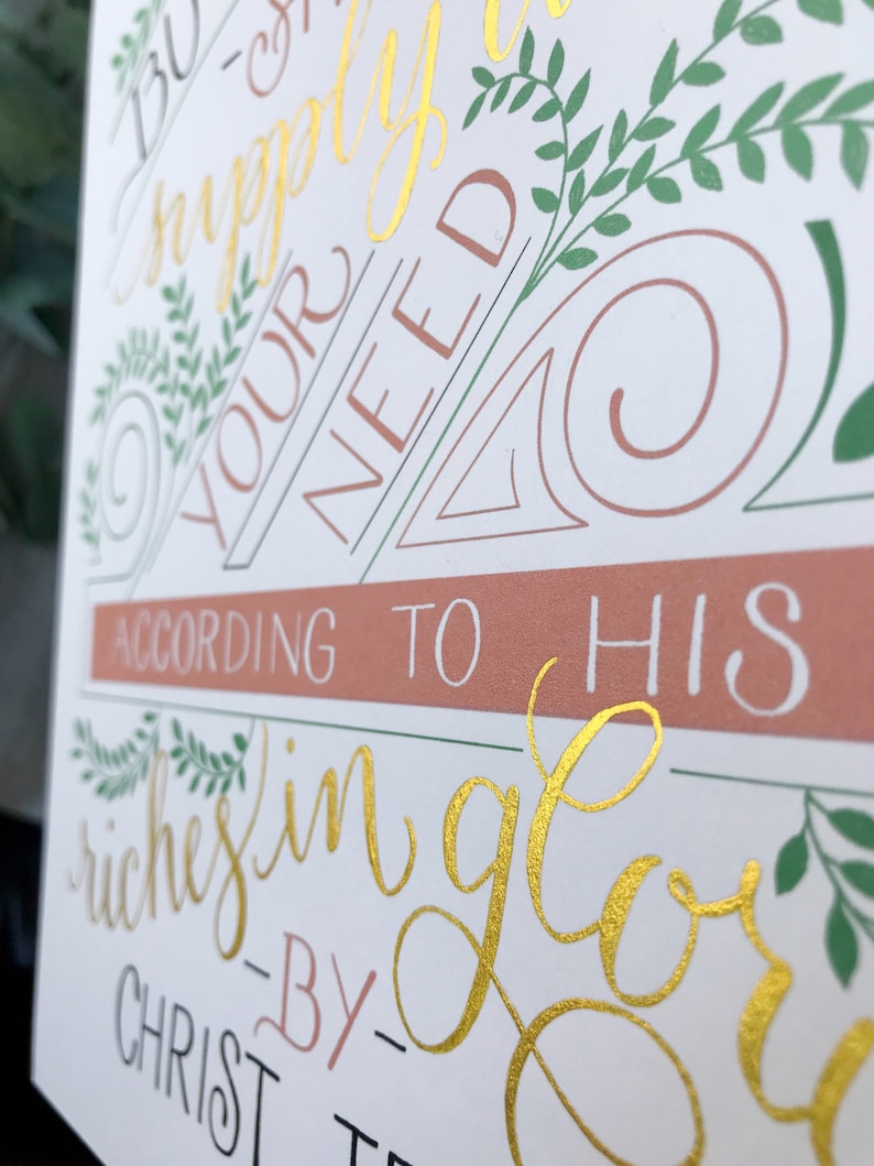 Hand Lettered Bible Verse Print | Philippians 4:19 | My God Shall ...