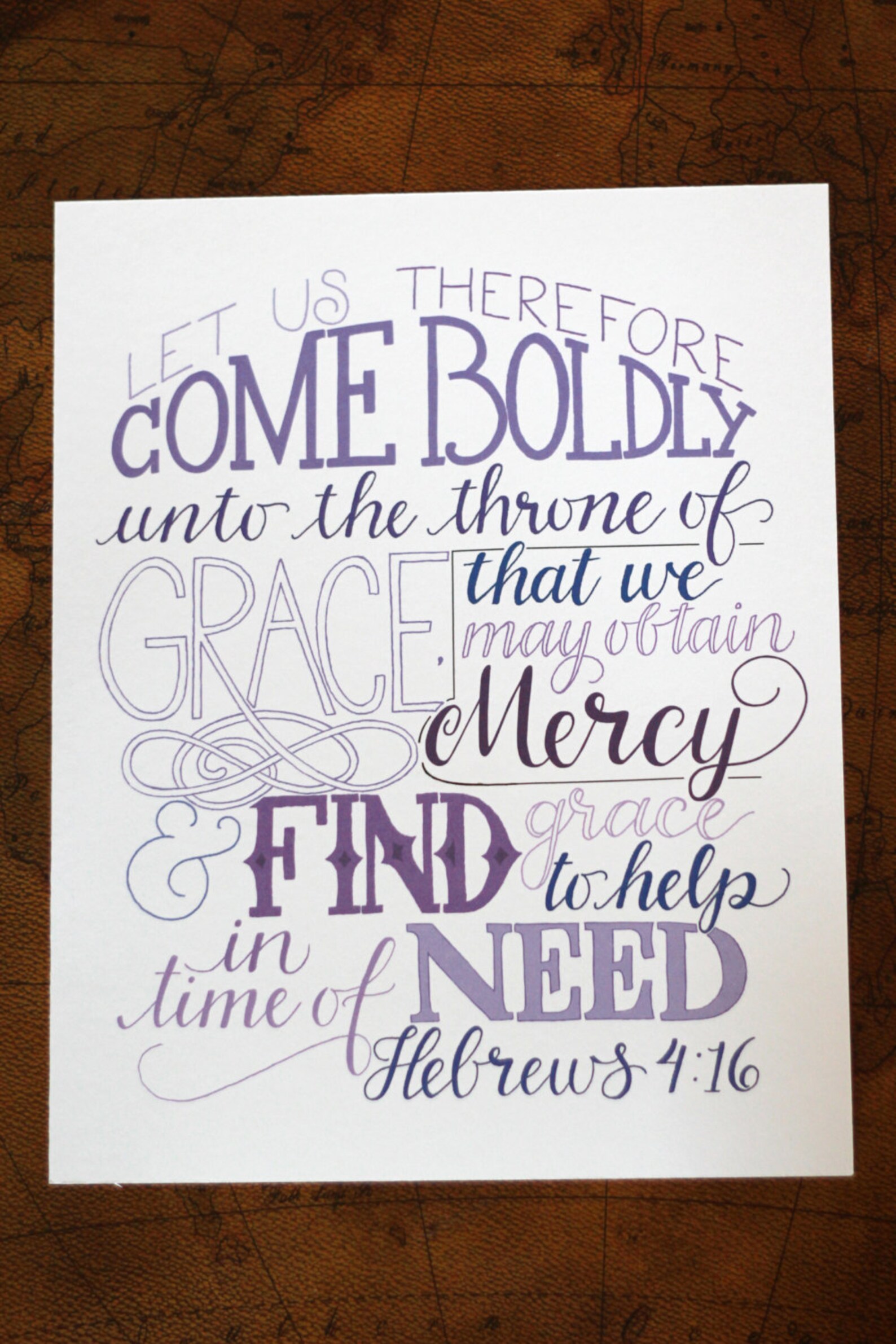 Come Boldly | Hand Lettered Scripture Fine Art Print | Christian ...