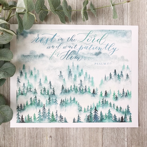 Rest in the Lord Watercolor Painting and Lettering misty - Etsy