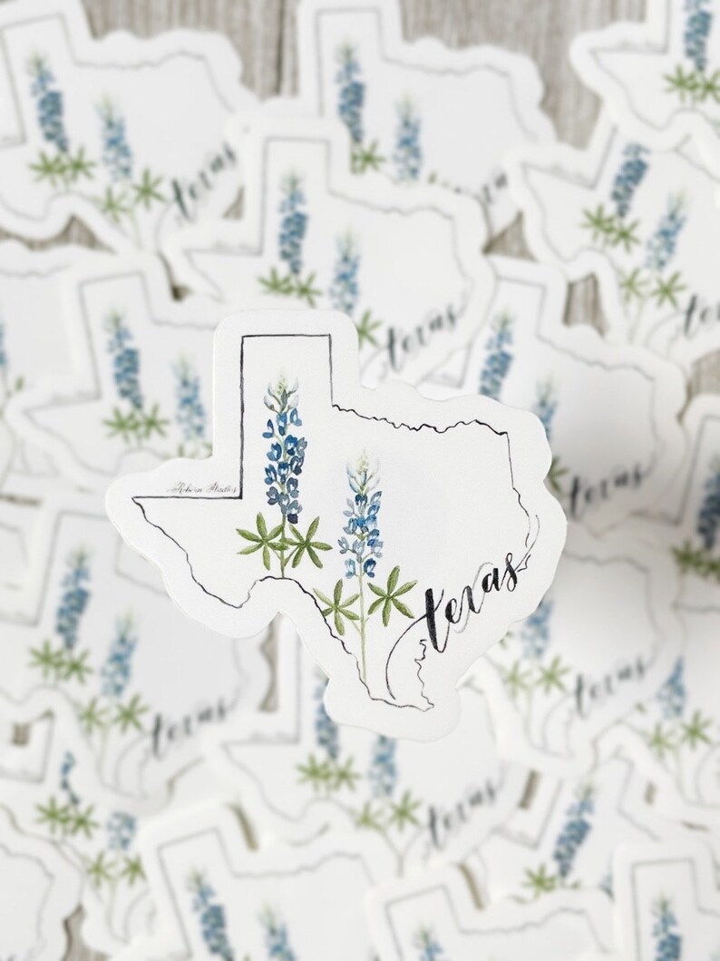 Texas Bluebonnets Lone Star State Shape Vinyl Sticker - Etsy