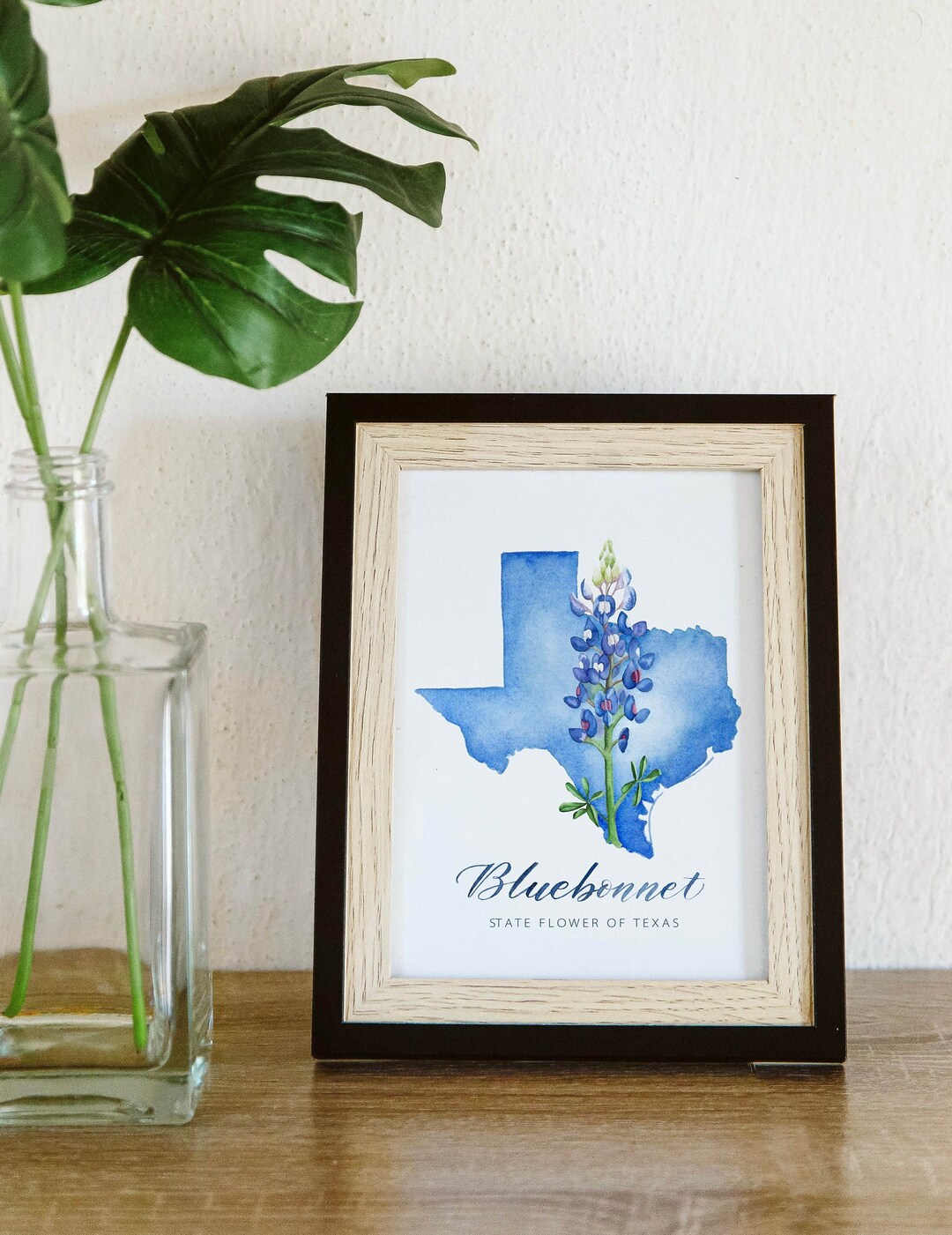 Texas State Flower and Shape Bluebonnet Watercolor Painting - Etsy