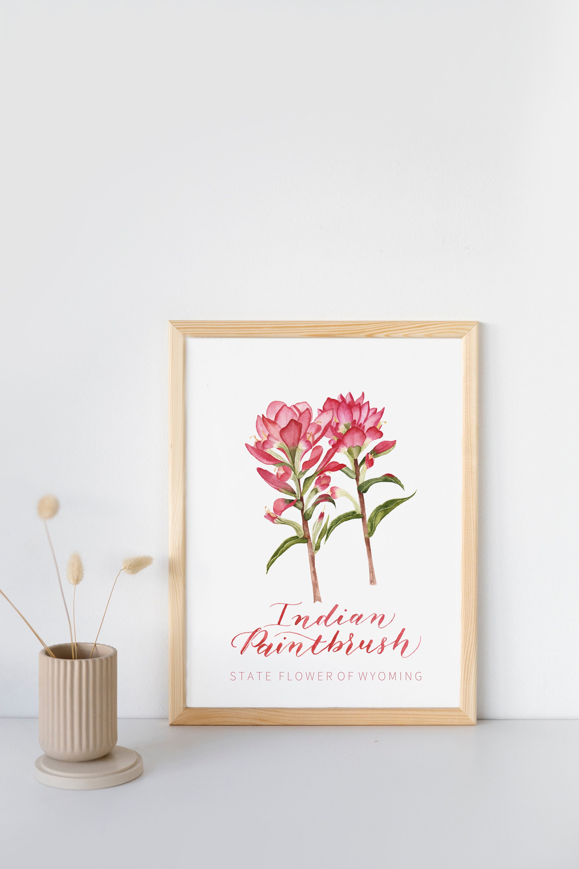 Wyoming State Flower and Shape Indian Paintbrush Watercolor - Etsy