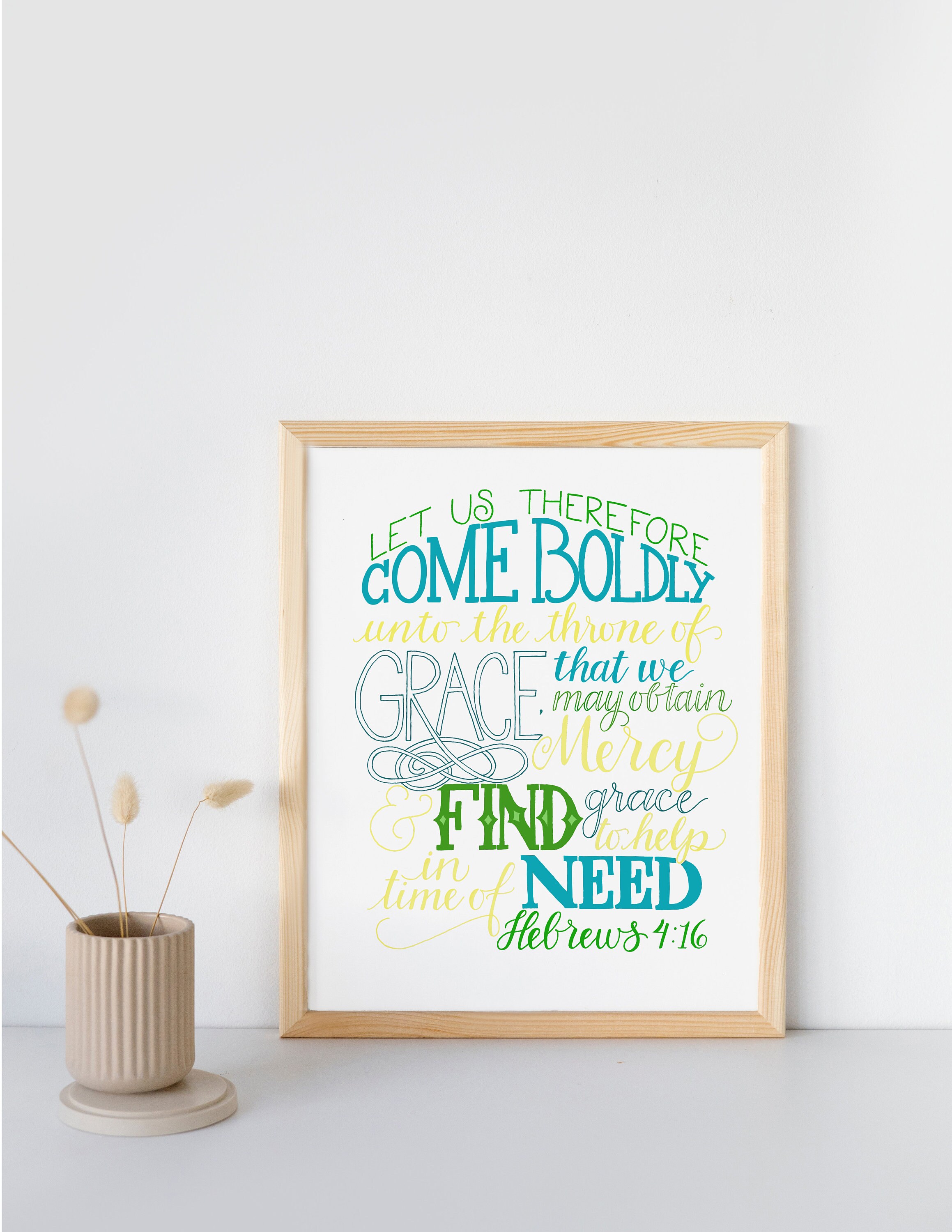 Come Boldly | Hand Lettered Scripture Fine Art Print | Christian ...