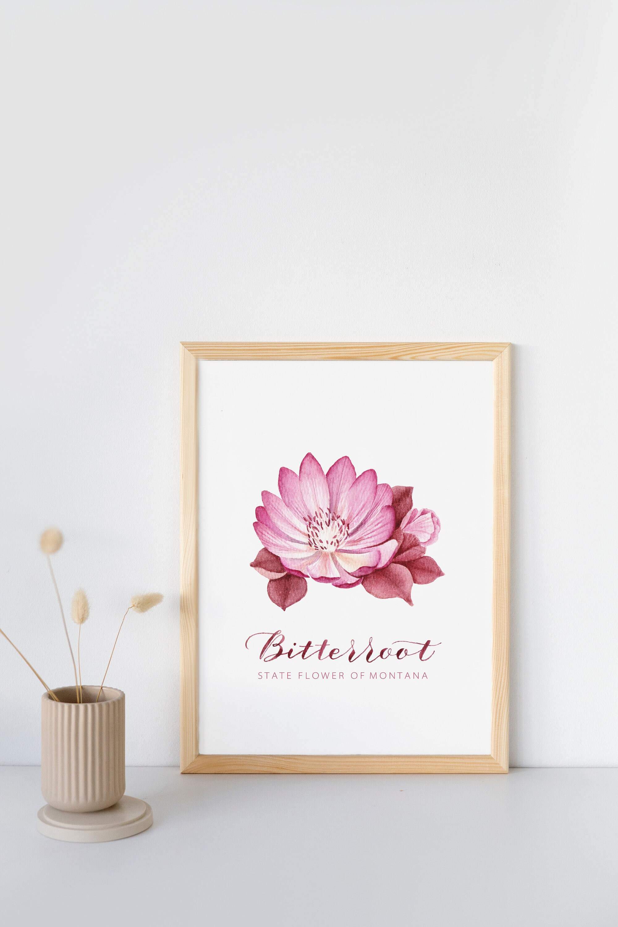 Montana State Flower and Shape Bitterroot Fine Art Watercolor Print - Etsy