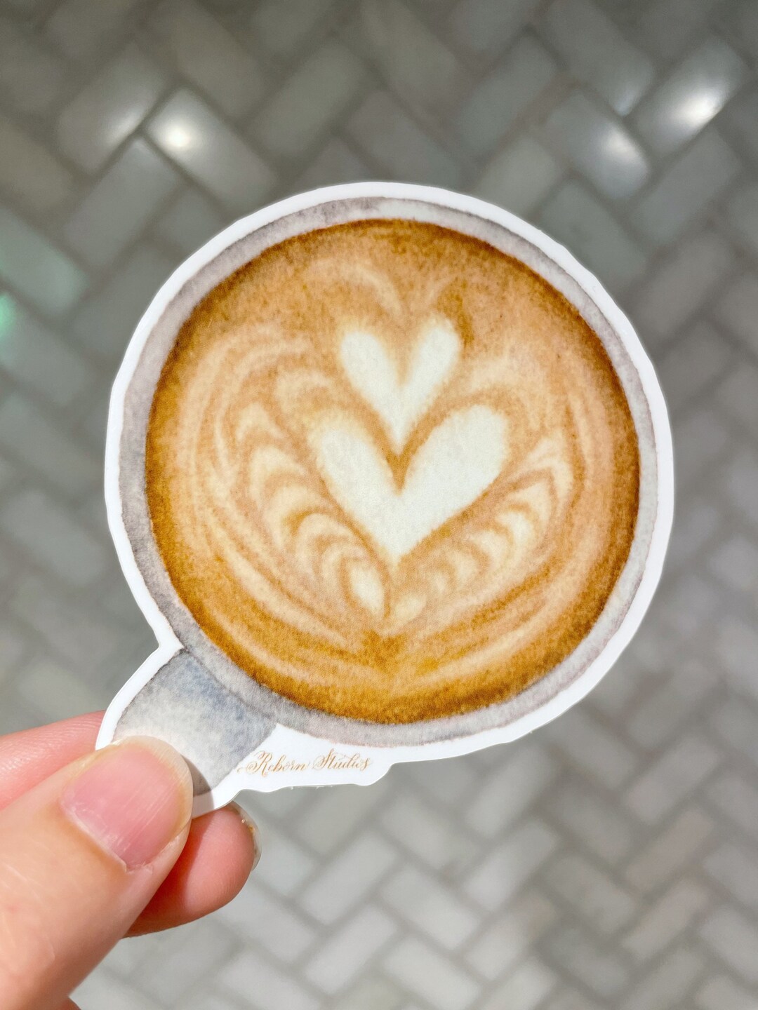 Foamy Heart Latte Coffee Watercolor Vinyl Sticker, Water Bottle Sticker ...