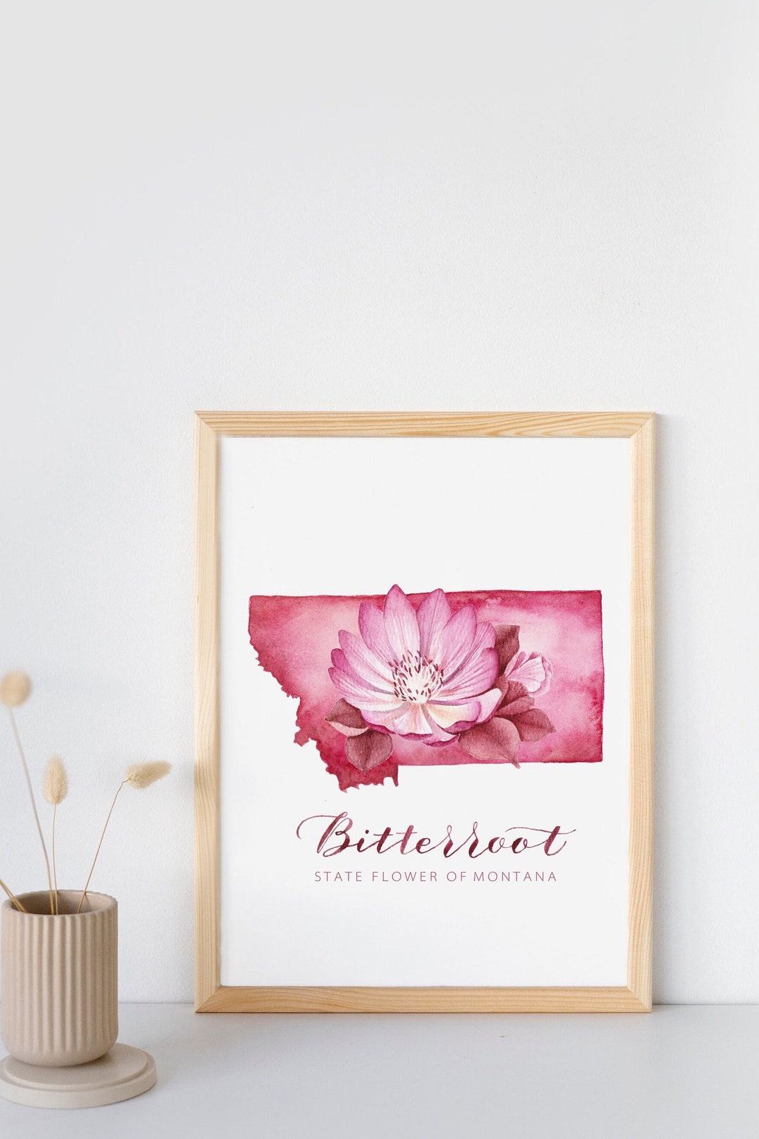 Montana State Flower and Shape Bitterroot Fine Art Watercolor Print - Etsy