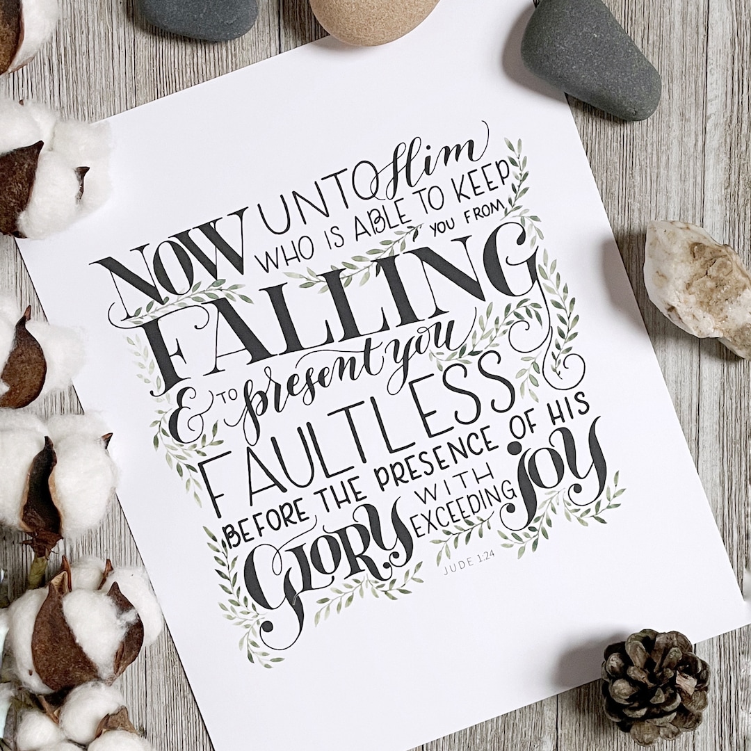 Jude Benediction Hand Lettered Bible Verse Art Print With Watercolored ...