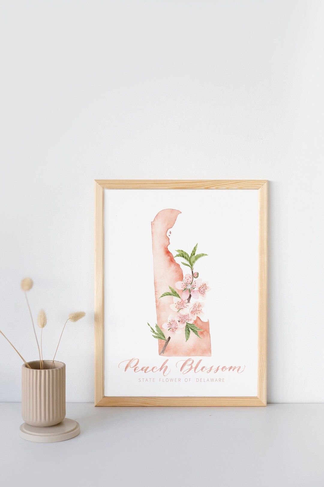 Delaware State Flower Print | Peach Blossom Watercolor Painting and ...