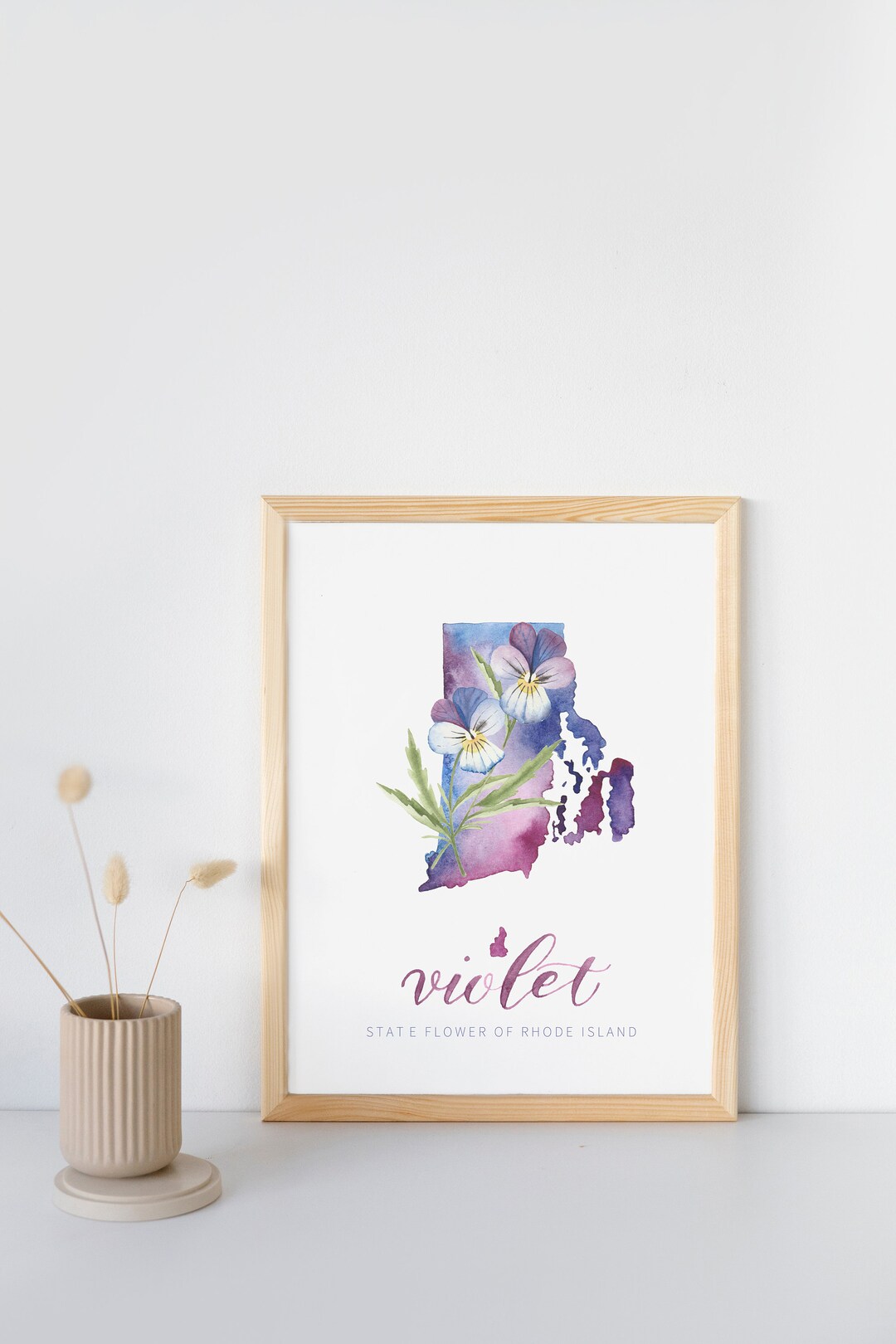 Rhode Island State Flower and Shape Print Violet Floral - Etsy